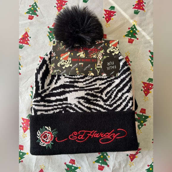 Ed Hardy | Accessories | Ed Hardy 3 Pc Hats And Gloves Winter Set New ...